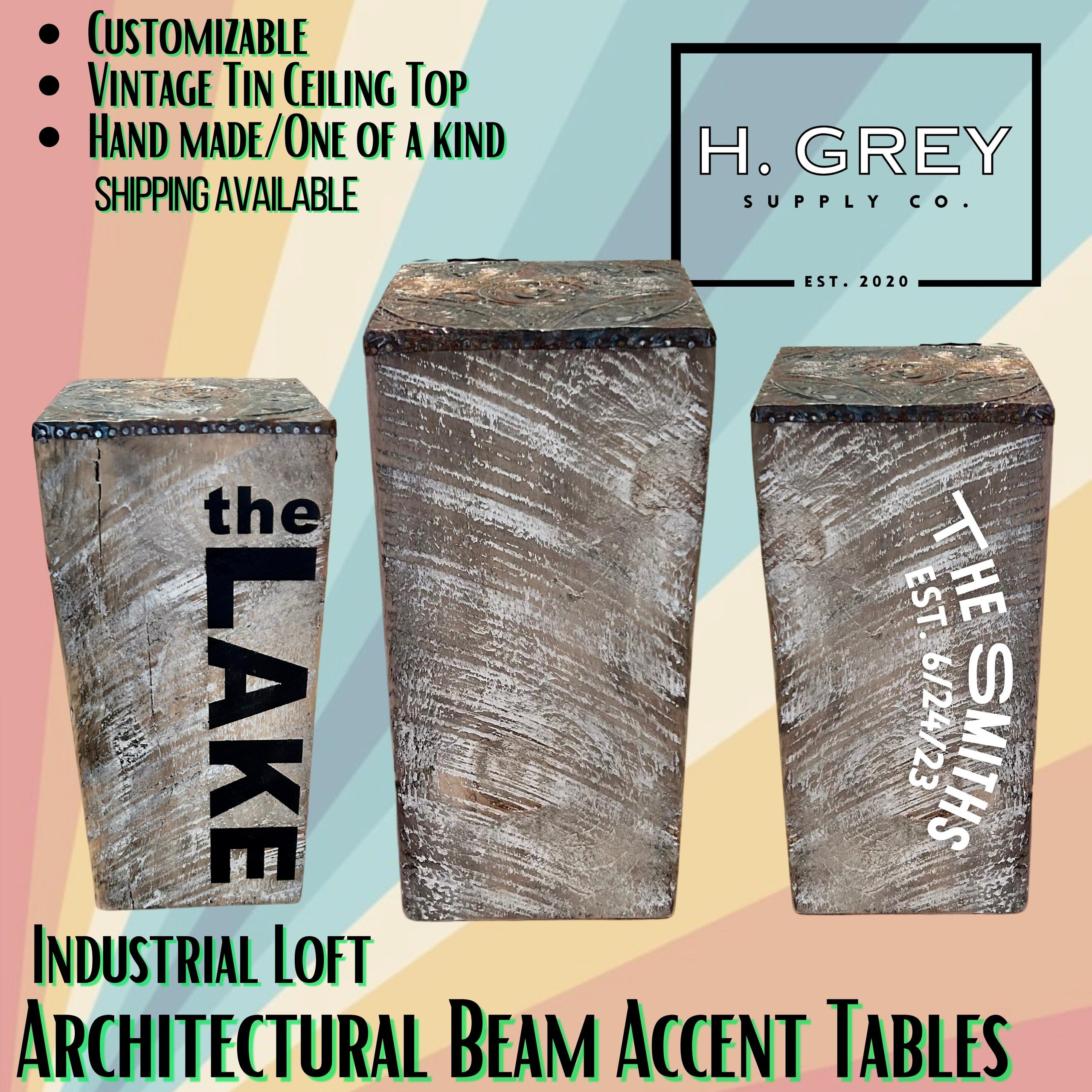 Customizable Industrial Loft Architectural Beam Accent Table ft ...