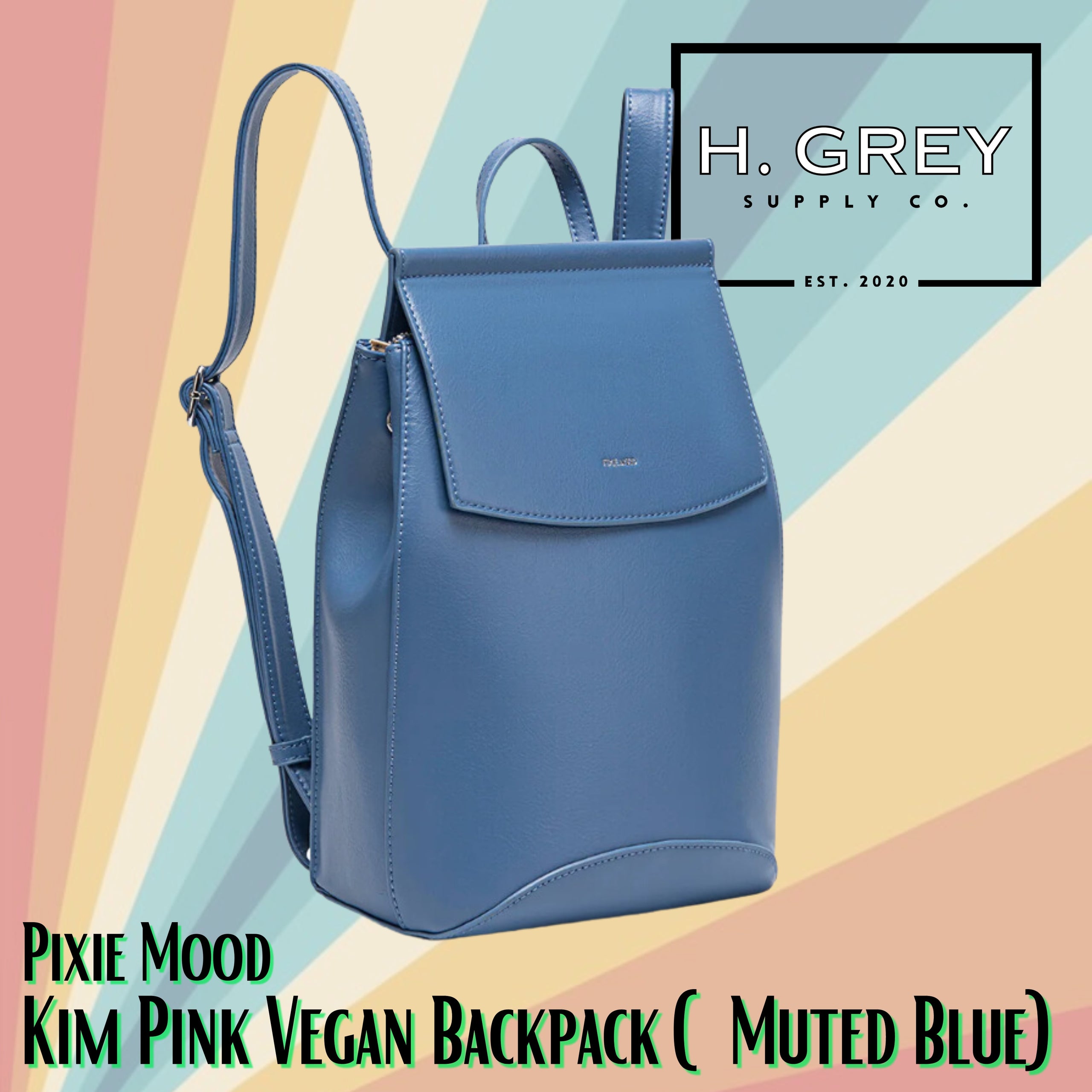 Pixie Mood Kim Muted Blue Vegan Backpack | H. Grey Supply Co. LLC