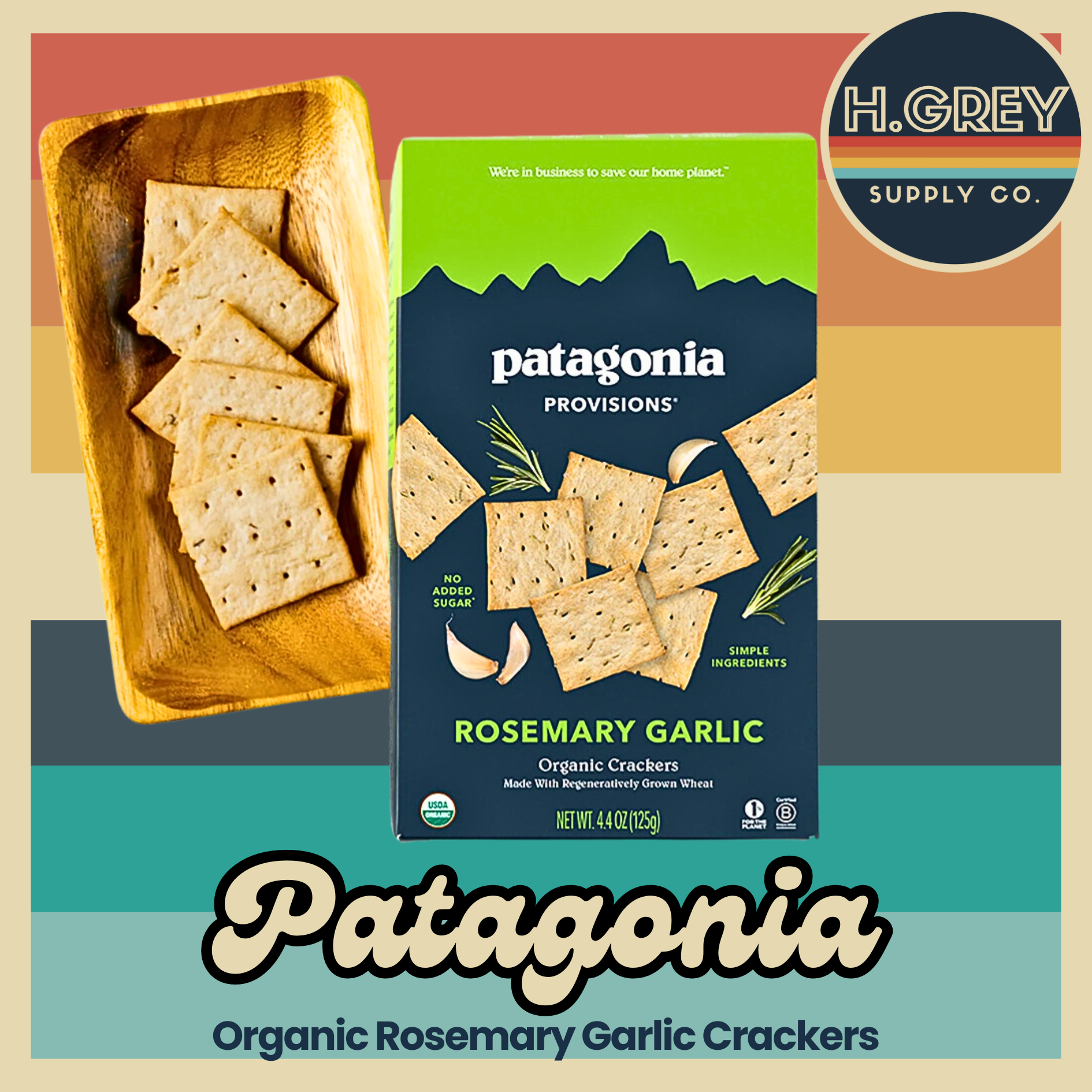 Patagonia Organic Rosemary Garlic Crackers | H. Grey Supply Co. LLC